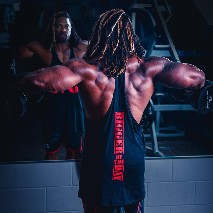 5%, Bigger by the Day Stringer Tank (Black/Red)