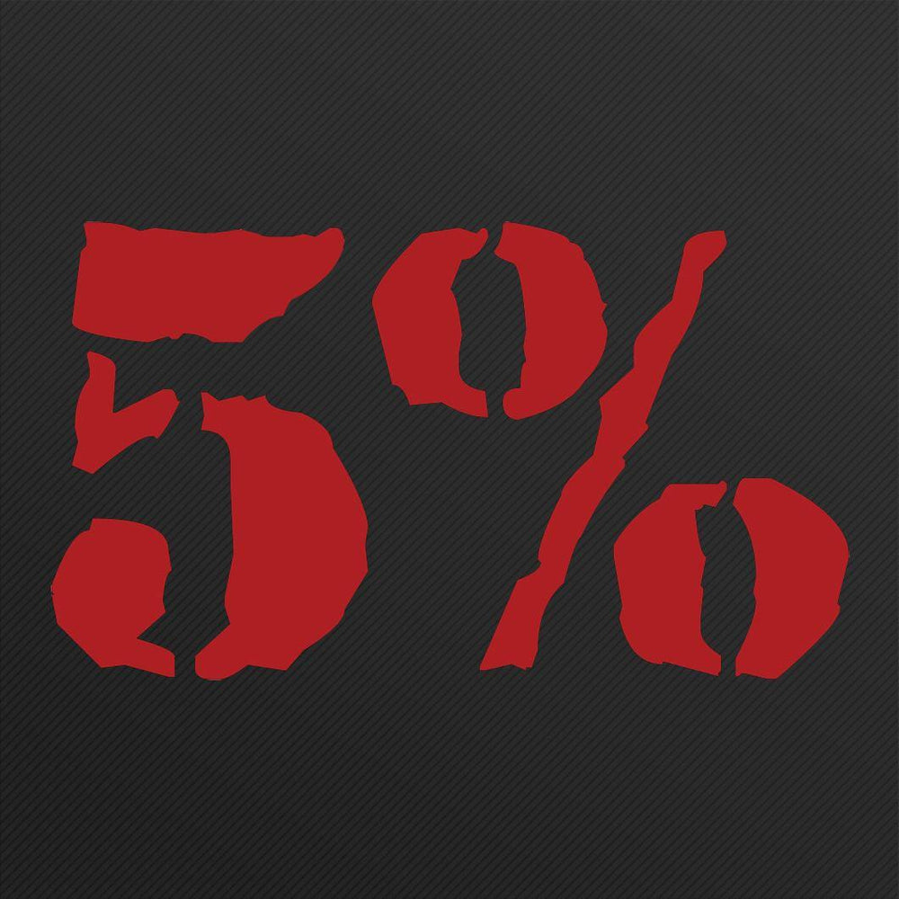 5% Brand Medium Vinyl Decal | 4-Inches Tall (Red or White)