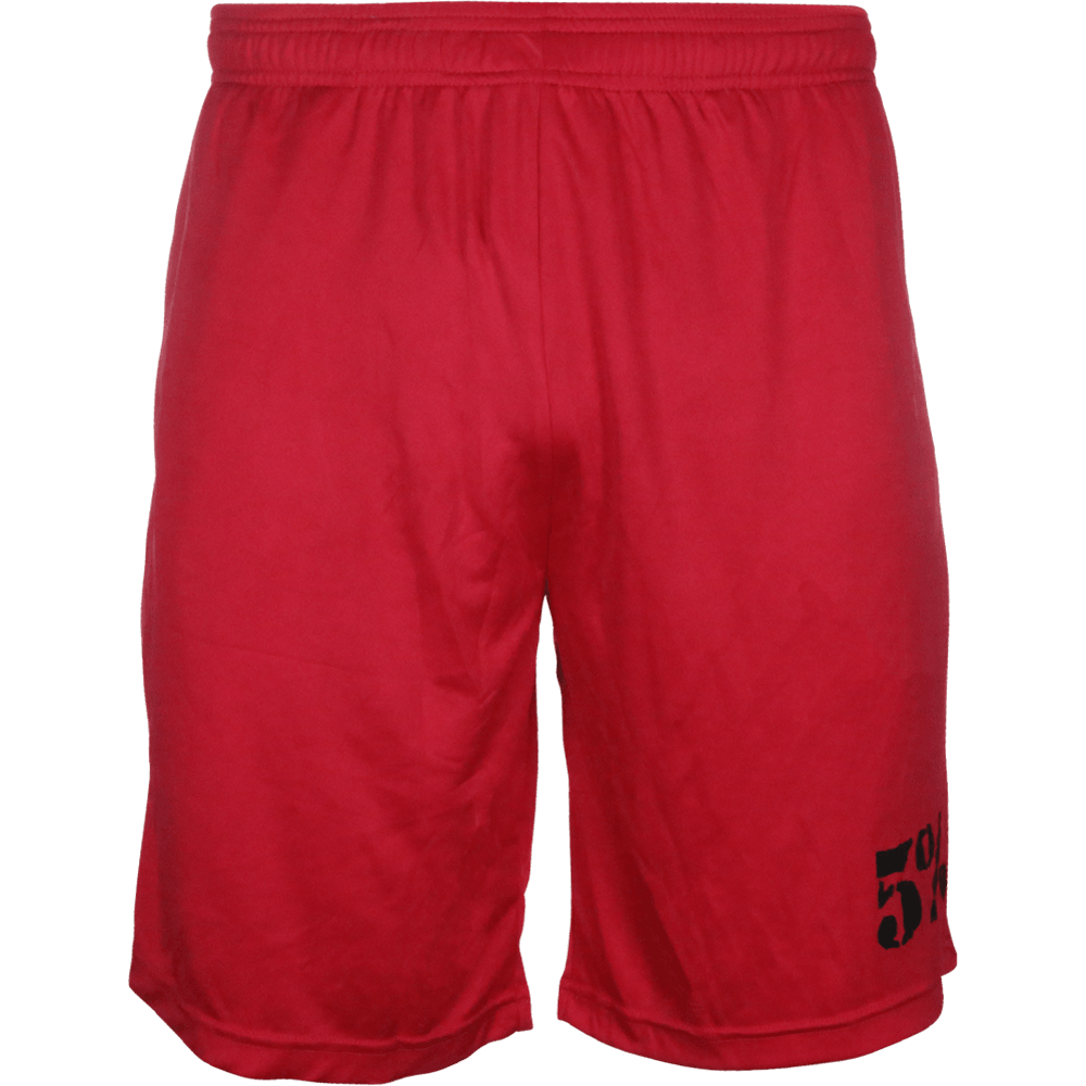 5% Red Shorts with Black Lettering