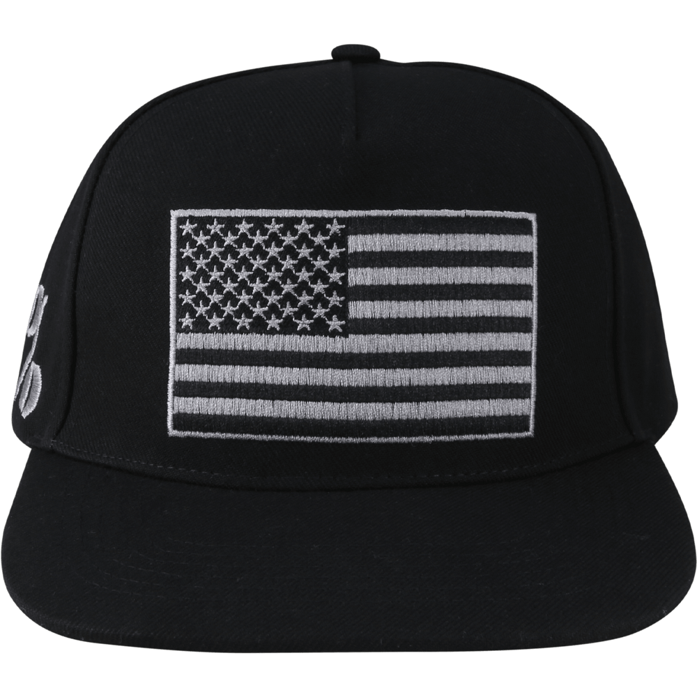American Flag, Grey on Black Hat